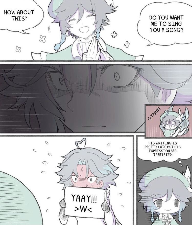 Poor xiao doesn’t know how to show emotion to venti Genshin Impact ...