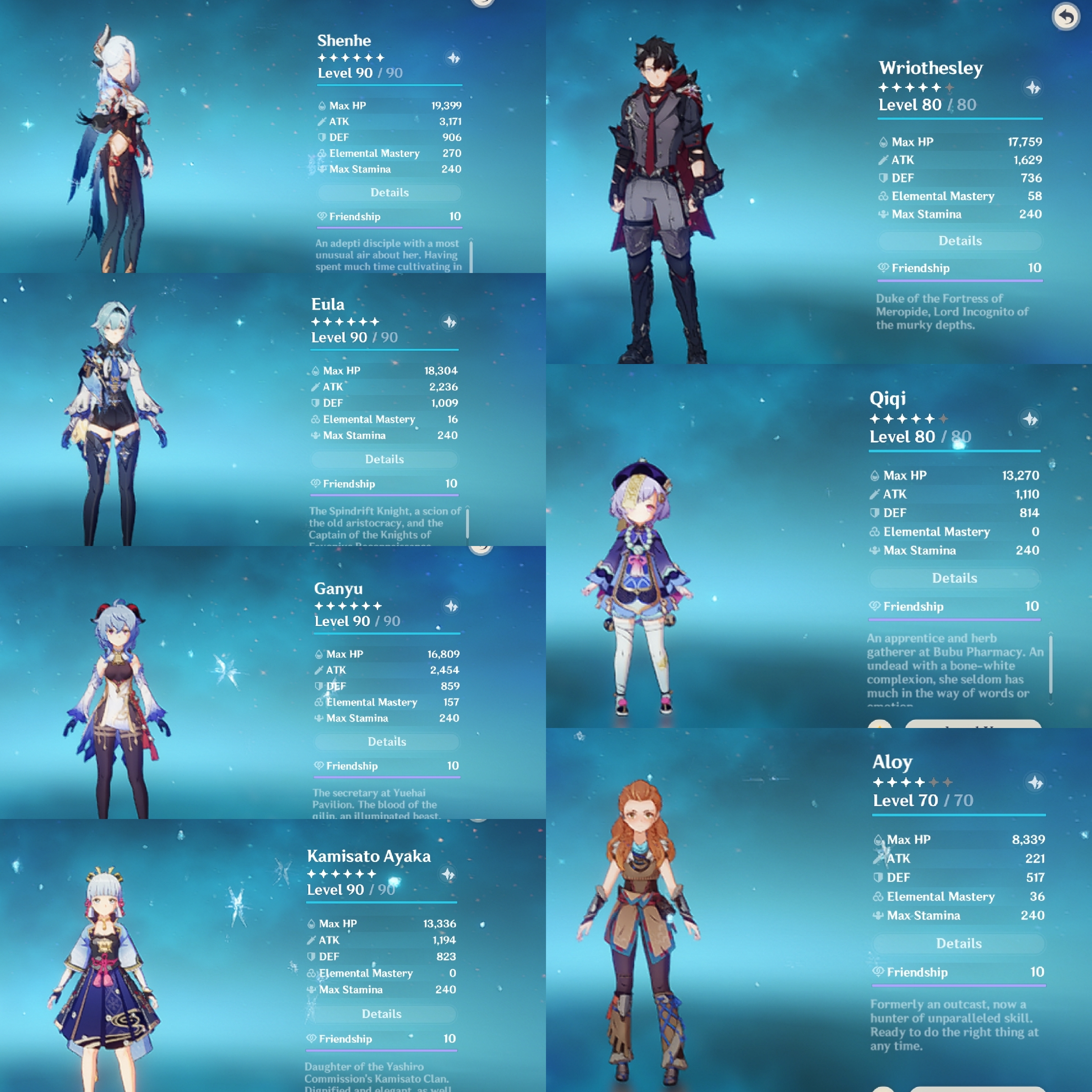 COMPLETE SET OF CRYO CHARACTERS ARE NOW FRIENDSHIP LEVEL 10 (WE ARE NOW ...