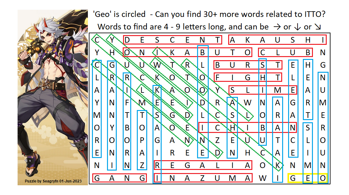 Word Games #108 ~ Jun 01 ~ ITTO !! (Solution) Genshin Impact | HoYoLAB