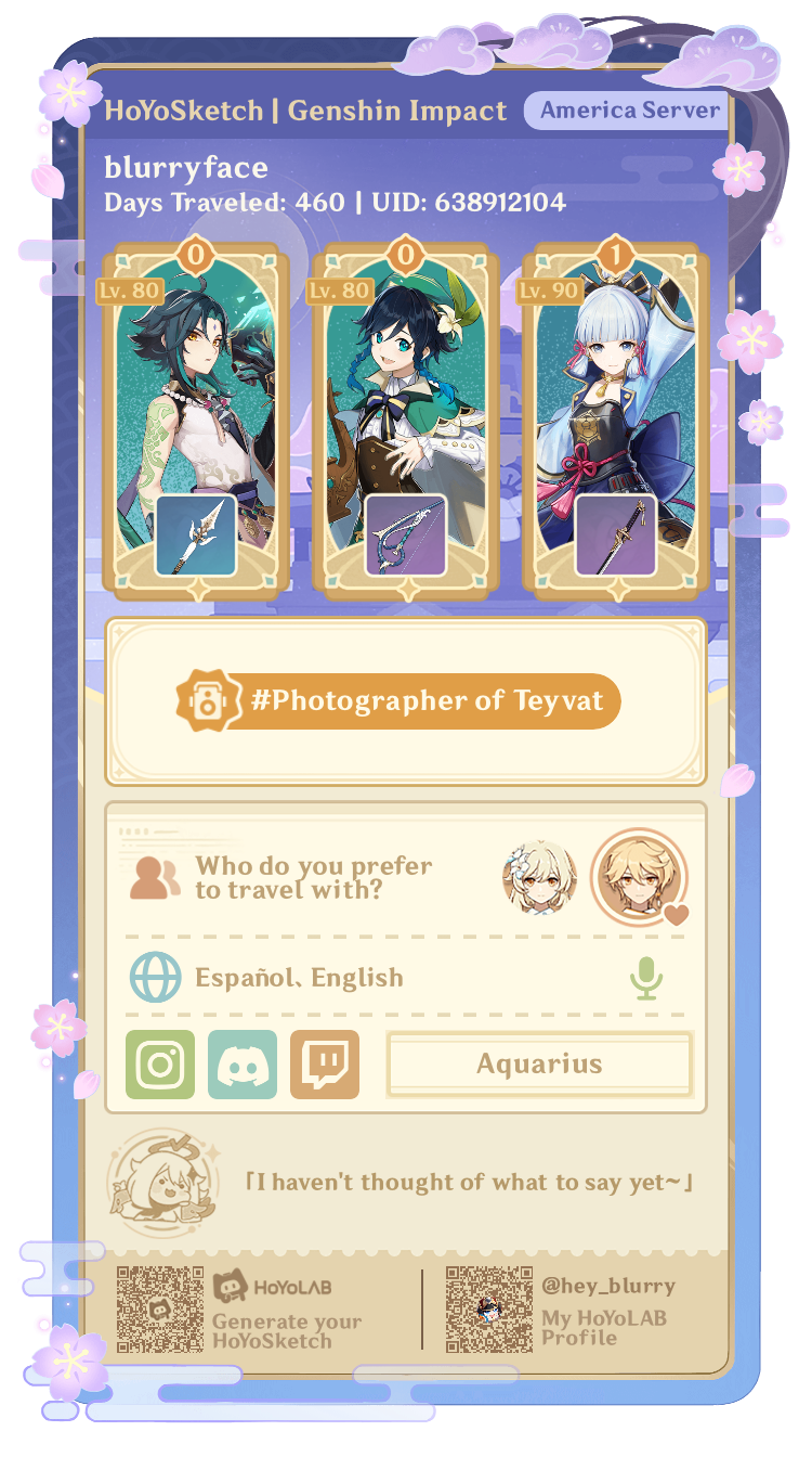 Profile card Genshin Impact | HoYoLAB