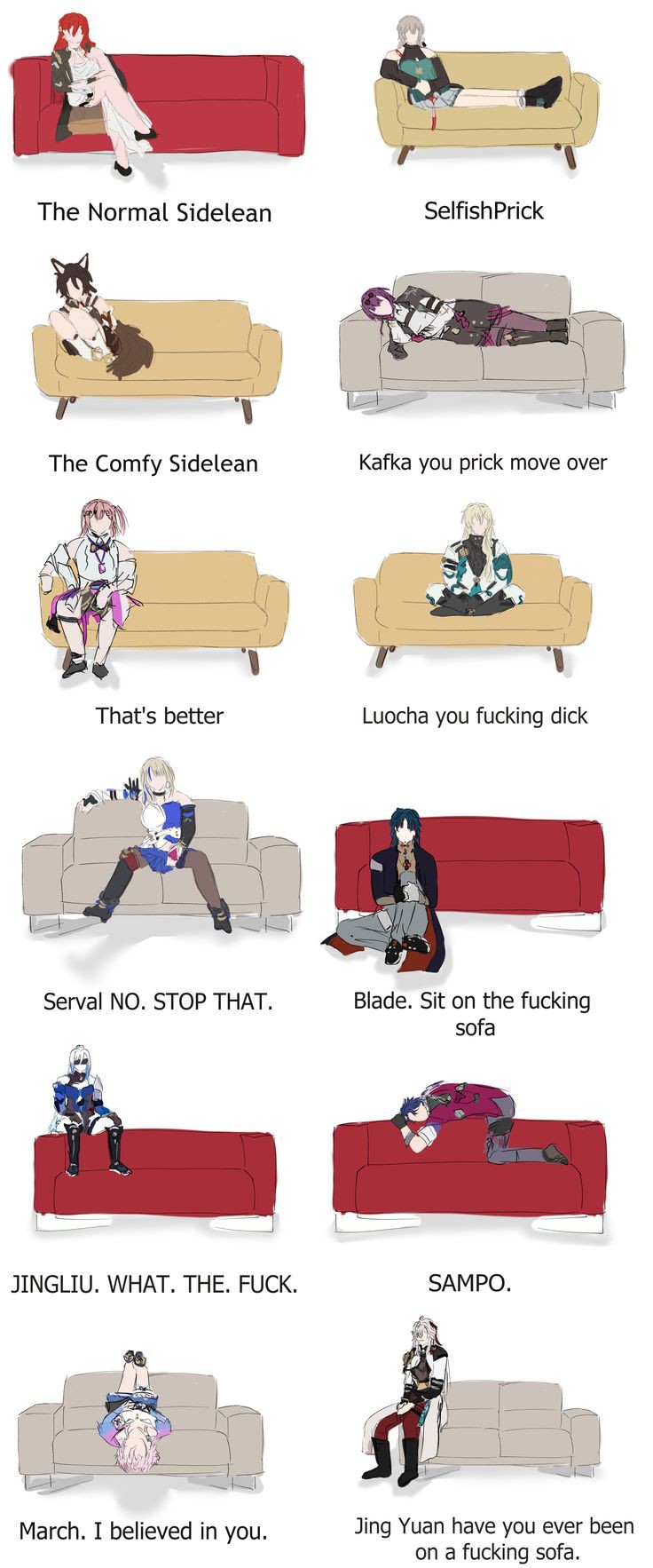 Ways to sit on the sofa. (HSR edition) Honkai: Star Rail | HoYoLAB