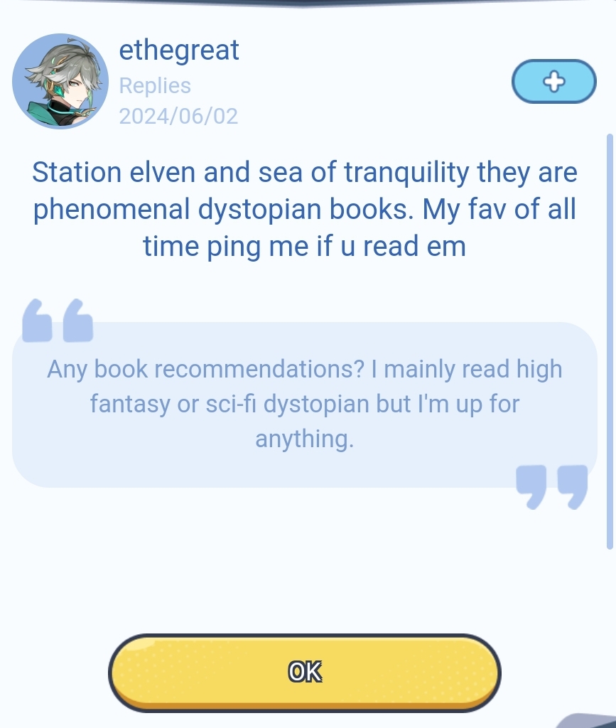 Thanks for the book recommendations! Genshin Impact | HoYoLAB