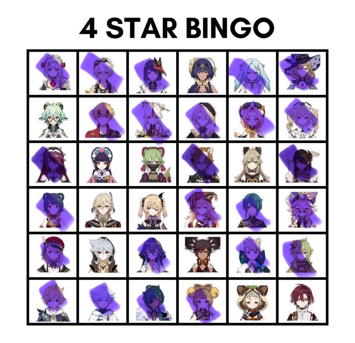 4 Star Bingo (UPDATED!) ⭐️ Genshin Impact | HoYoLAB