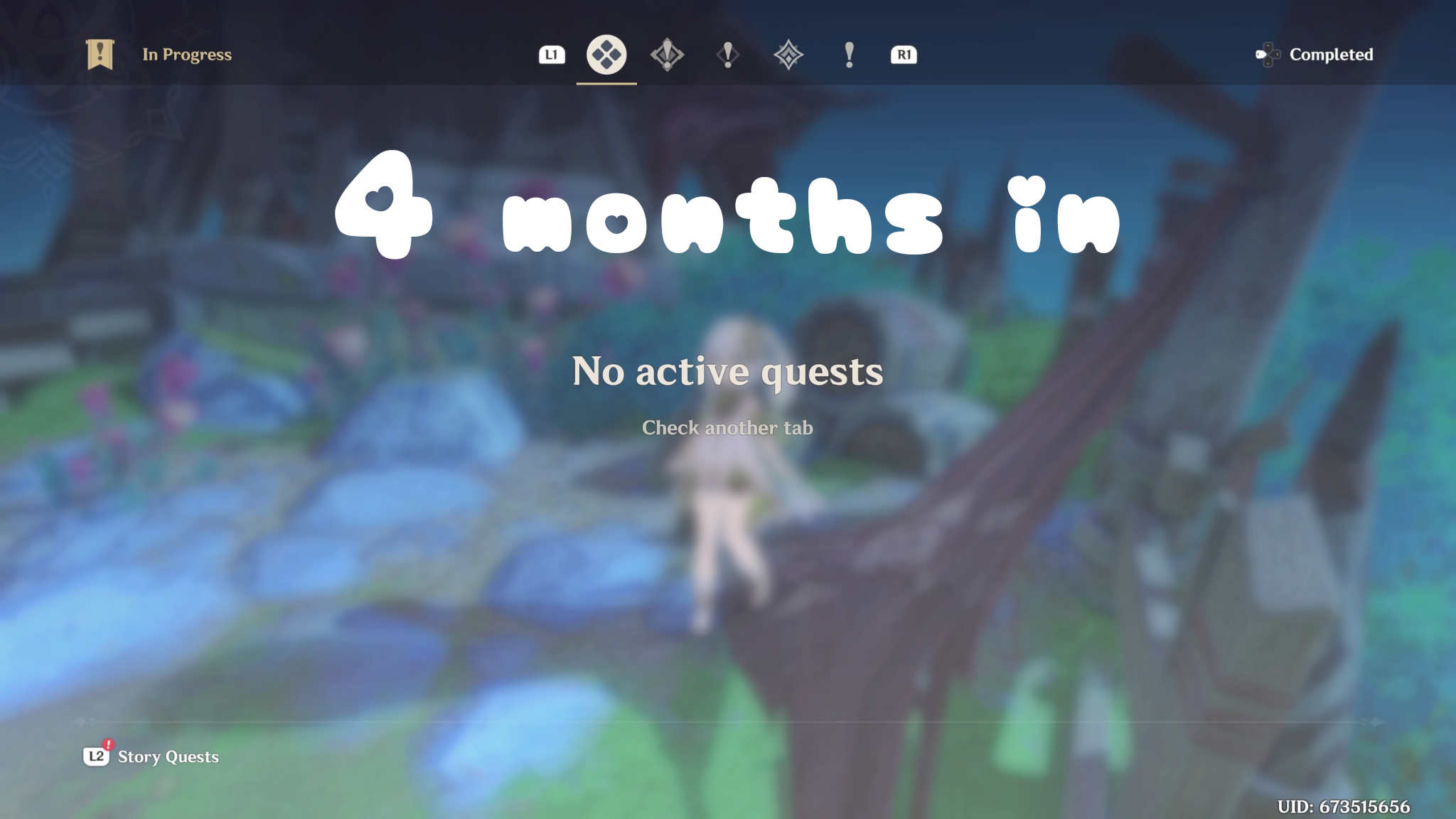 I hit the no active quests after 4 months Genshin Impact | HoYoLAB