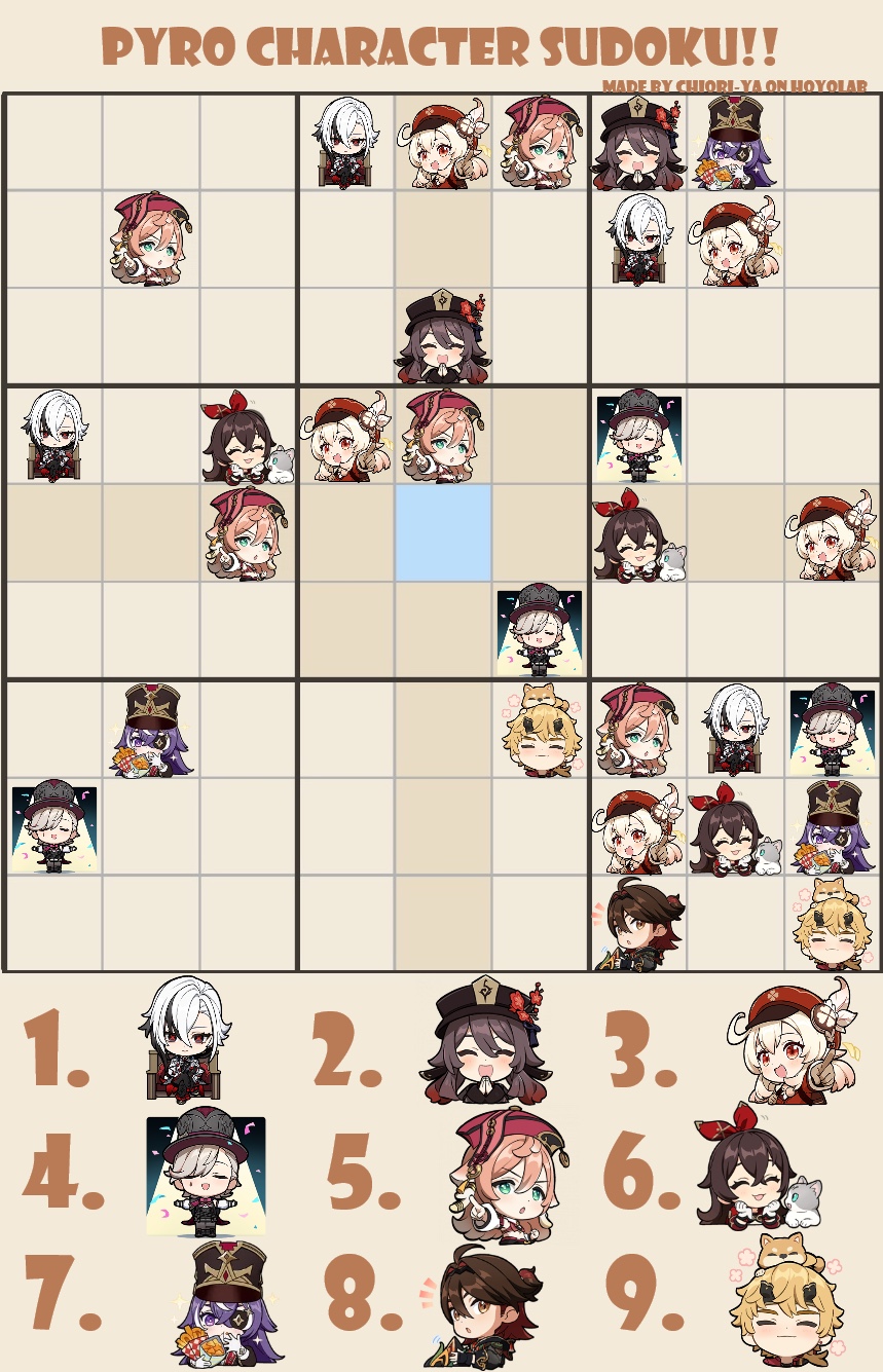 Pyro Character Sudoku!! (Master) Genshin Impact | HoYoLAB