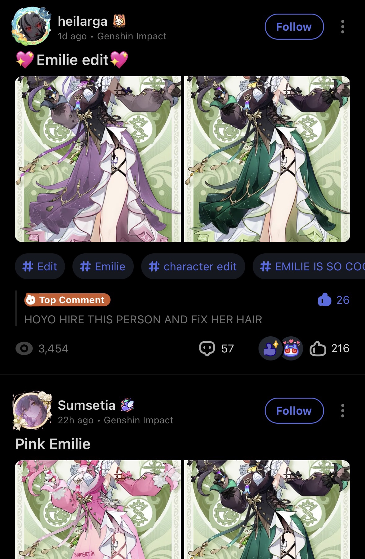 I'm not sure... but I think ppl don't like Emilie's design 🤔 Genshin ...