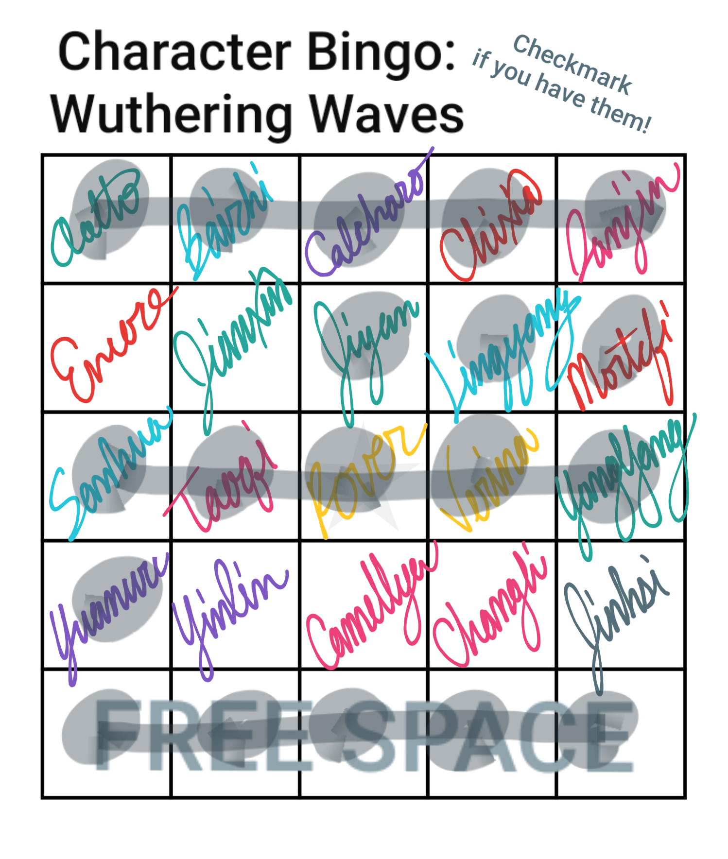 Did a quick Wuthering Waves BINGO Chart! Genshin Impact | HoYoLAB