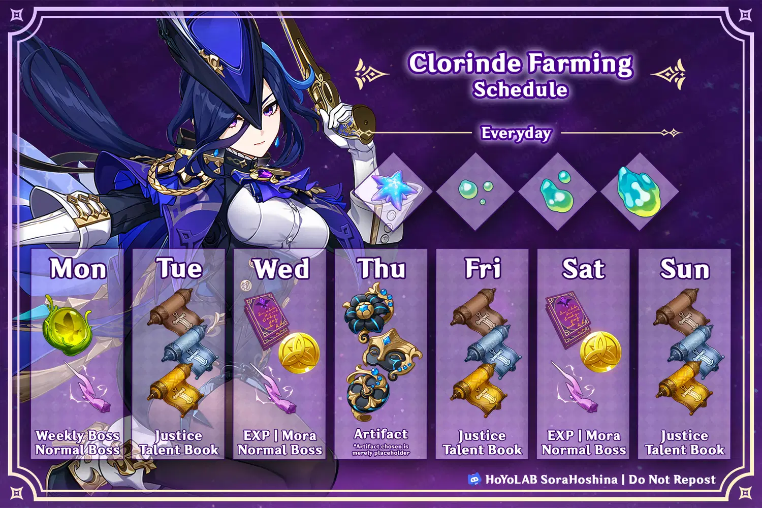 [V4.7] Clorinde Materials Infographic & Farming Schedule || Did you pull Clorinde? Genshin ...
