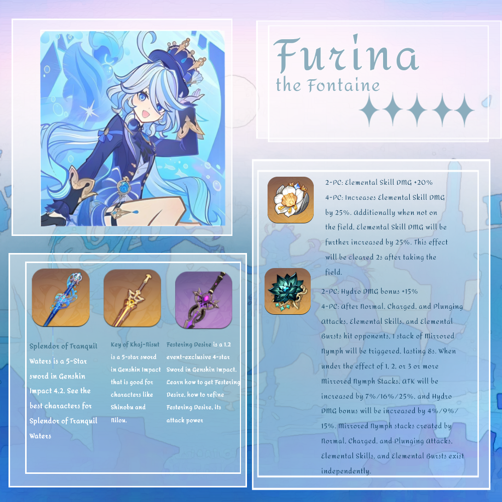 Furina build [Furina is a 5-star Hydro Sword user in Genshin Impact 4.2 ...