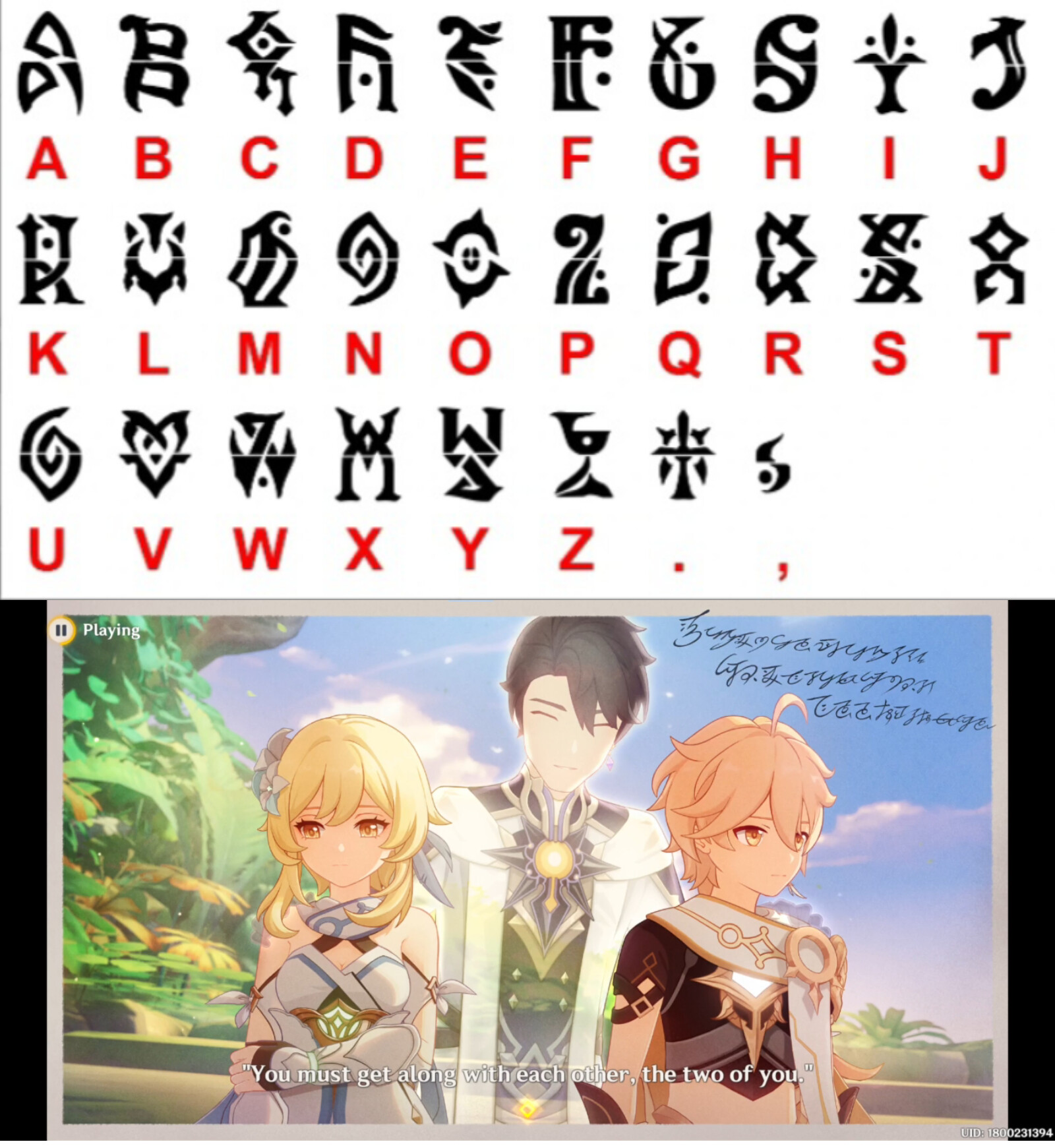 What does he say in writing, I wonder Genshin Impact | HoYoLAB