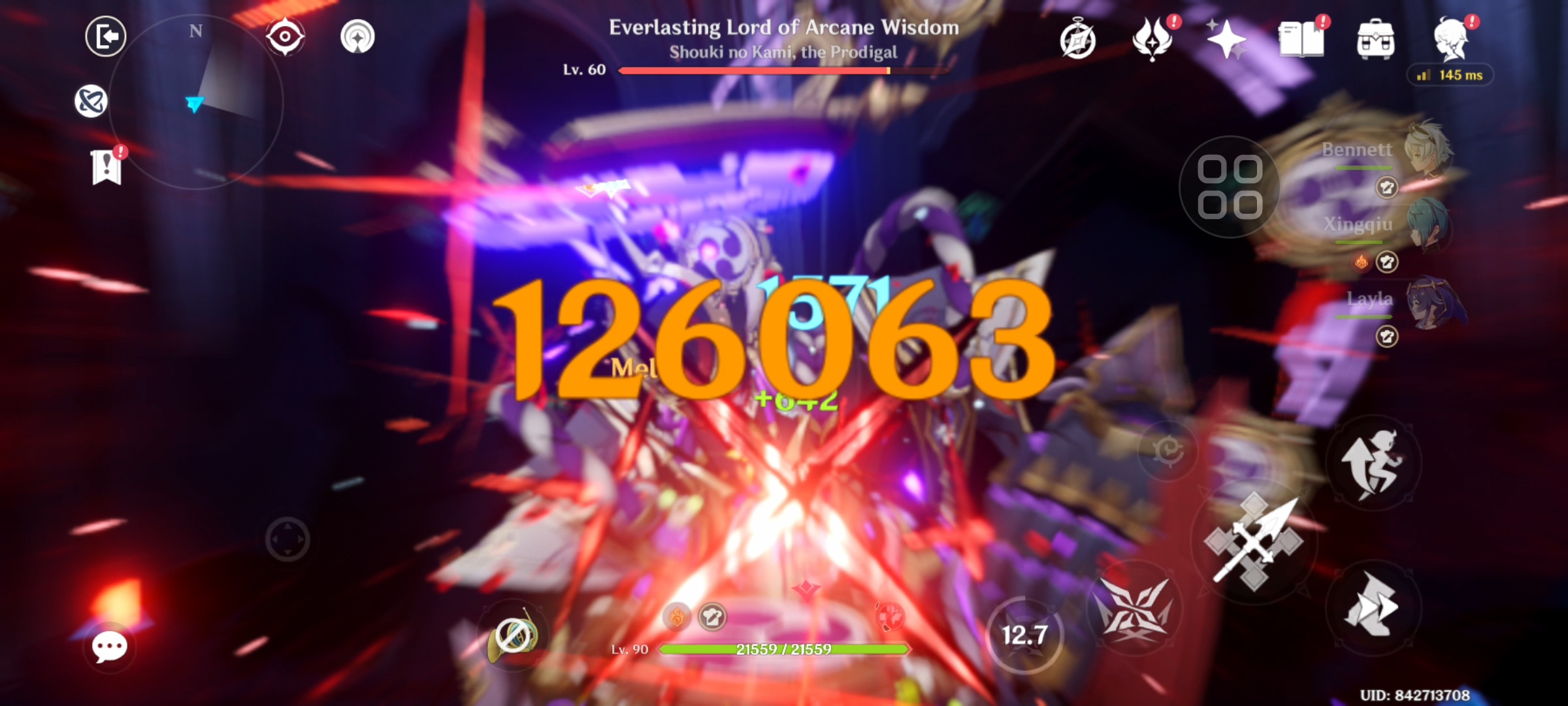 my first 100k dmg in game lol (don't mind the boss lvl I have skill ...