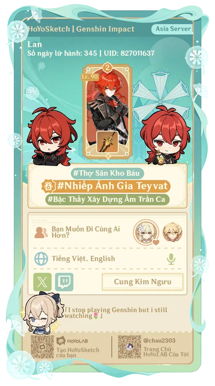 HoYoSketch Diluc card ♥️ Genshin Impact | HoYoLAB