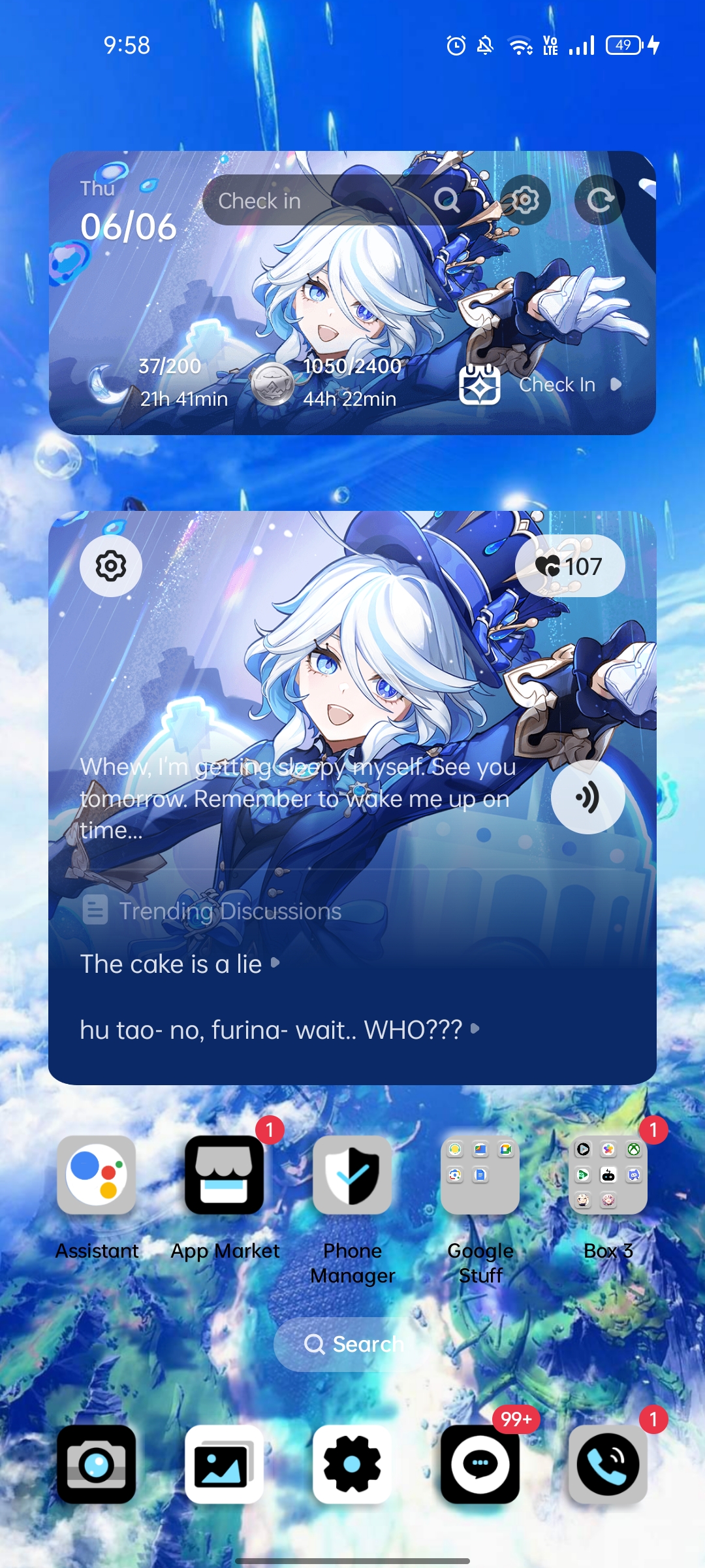 Furina Widgets on a Furina Wallpaper 🗣️ Genshin Impact | HoYoLAB