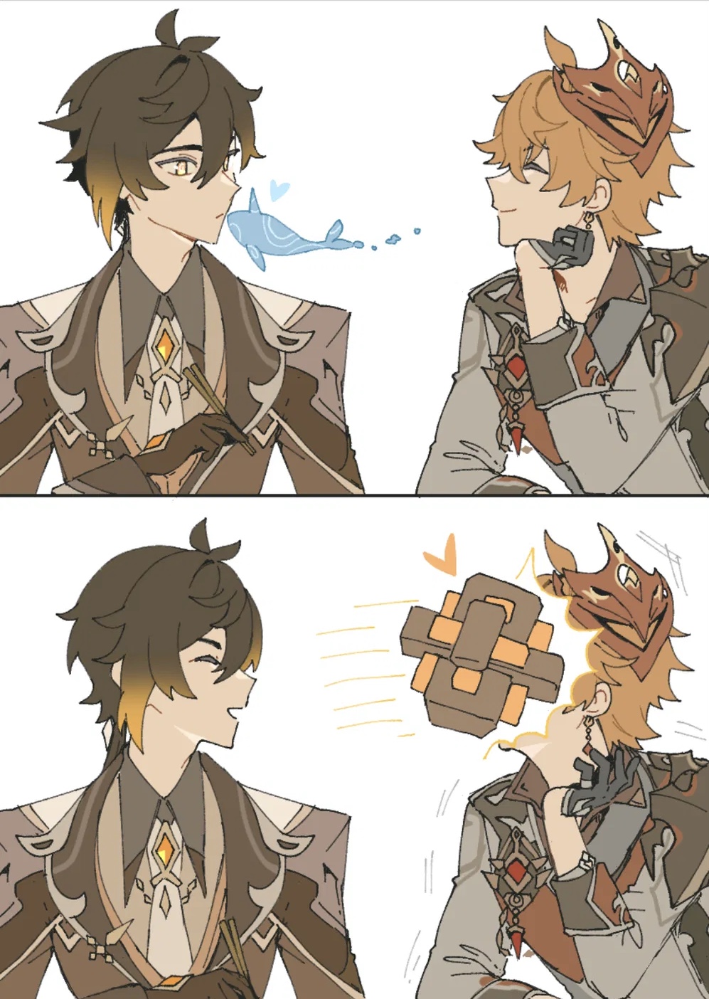 zhongli and tartaglia showing luv to each other Genshin Impact | HoYoLAB