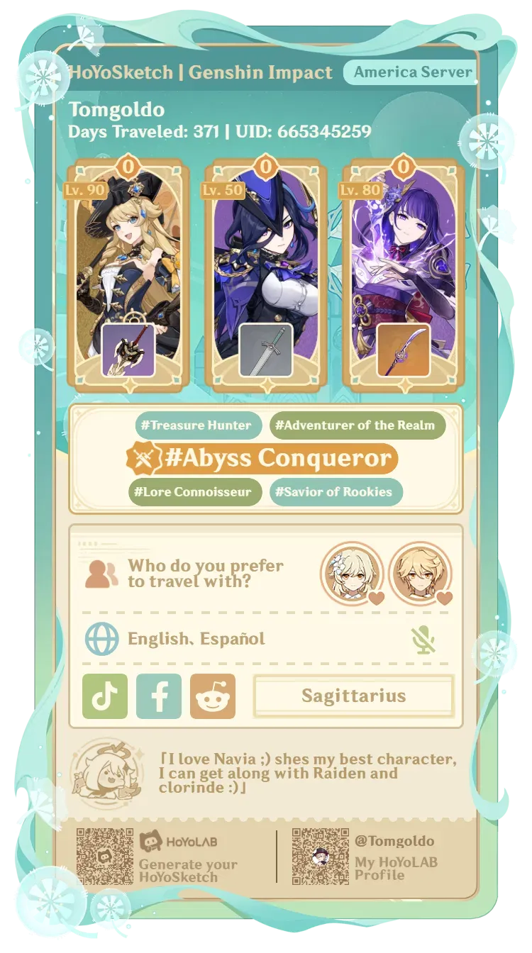 My first profile :) Genshin Impact | HoYoLAB