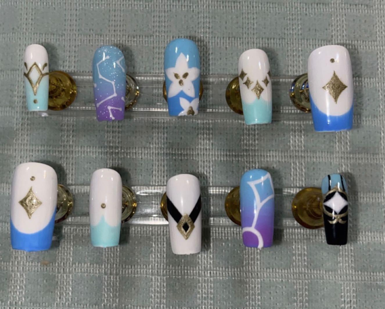 Lumine and Aether inspired nails Genshin Impact | HoYoLAB