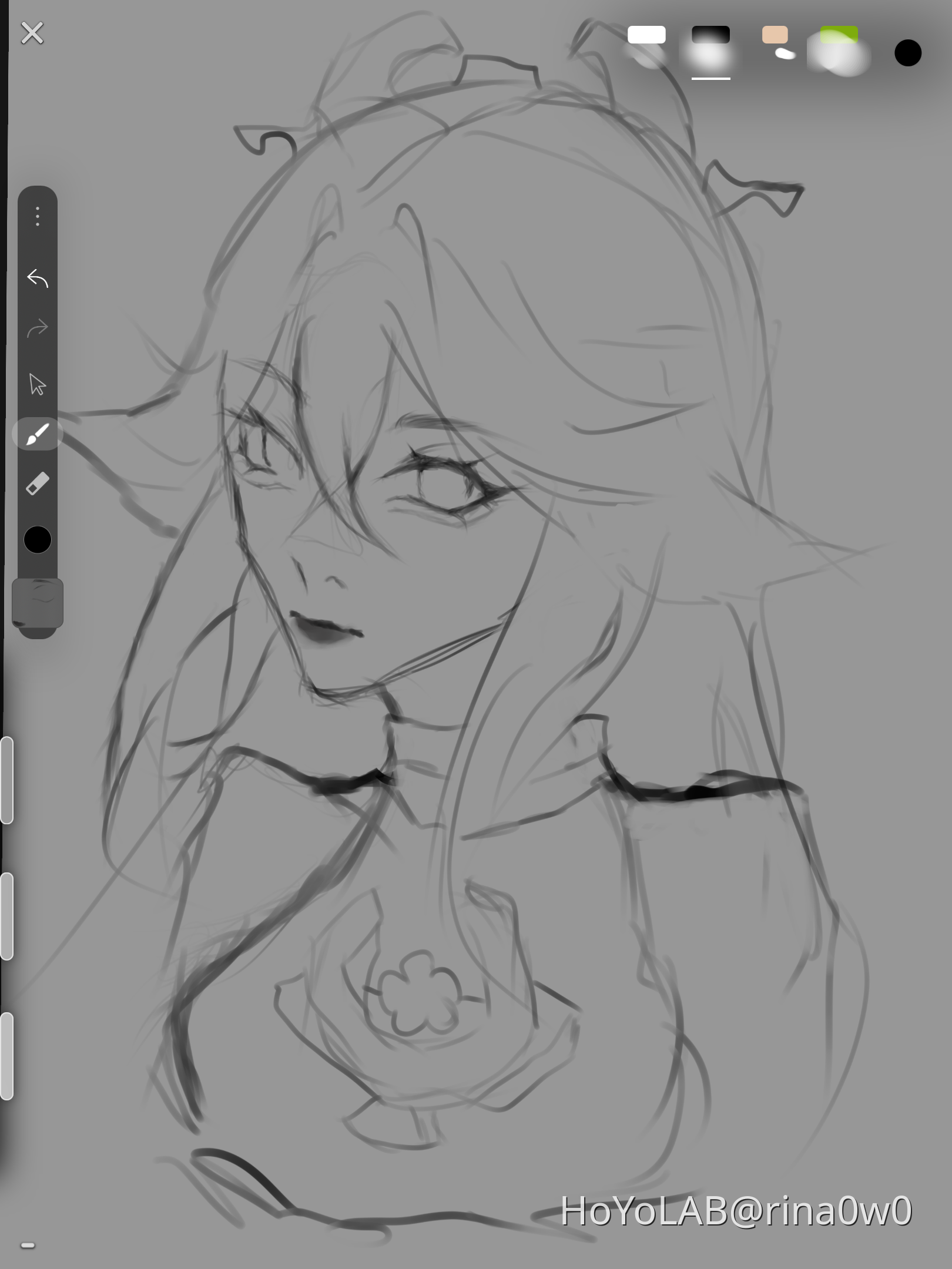 I tried to draw a sketch with my left hand (I'm right-handed) Genshin ...