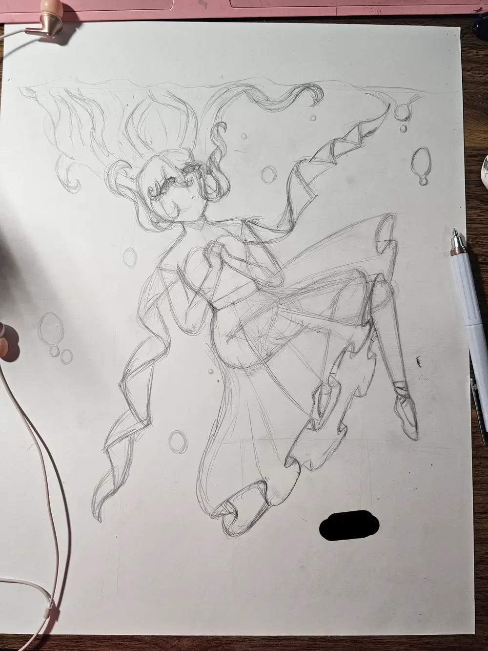 how to draw a girl underwater