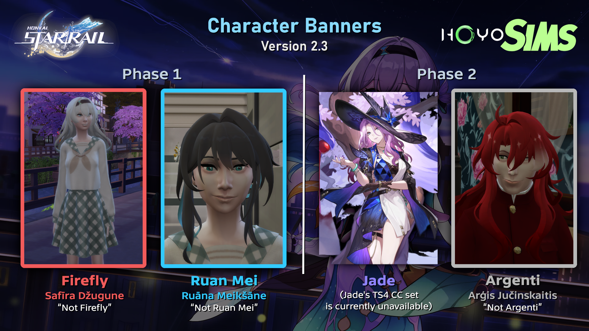 Version 2.3 Character Banners but it's invaded by HoYoSims ("Not Star ...