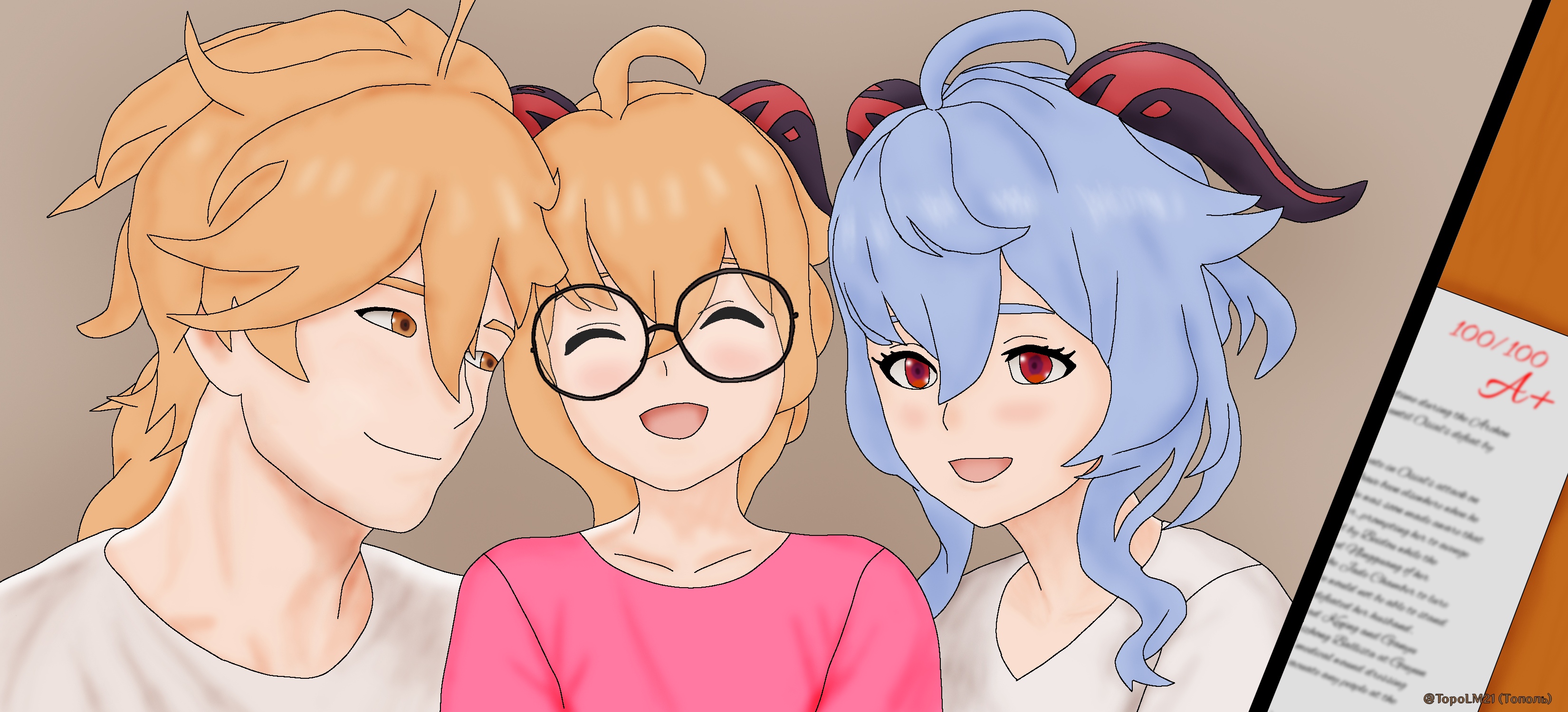 Aether with his wife and daughter Genshin Impact | HoYoLAB