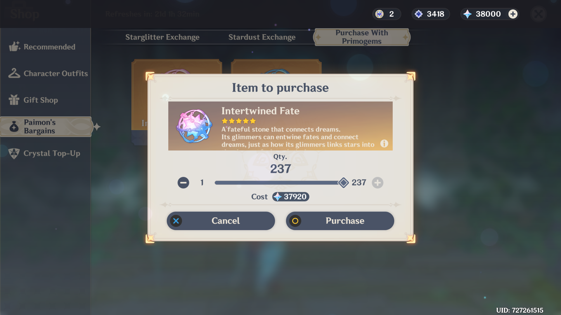 Day 43 of saving for Sigewinne & her weapon ☆彡 (and also Furina's ...