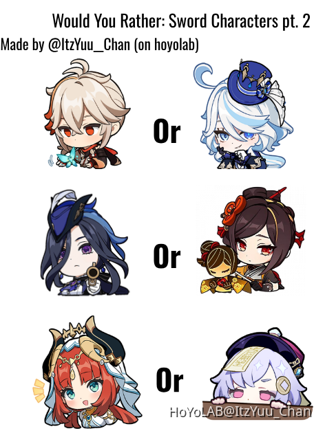 Would You Rather: Sword Characters pt. 2 Genshin Impact | HoYoLAB