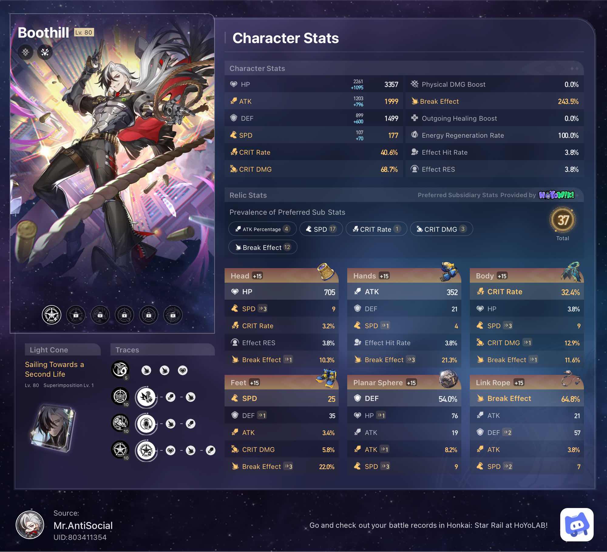 My 201 speed boothill build Honkai: Star Rail | HoYoLAB