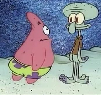 Patrick watching Squidward | HoYoLAB