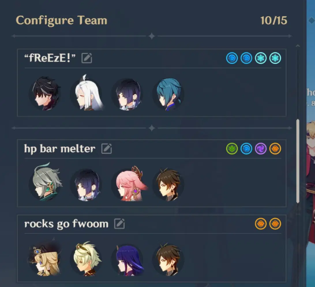 show me your (possibly unhinged) team names and comps!! Genshin Impact ...