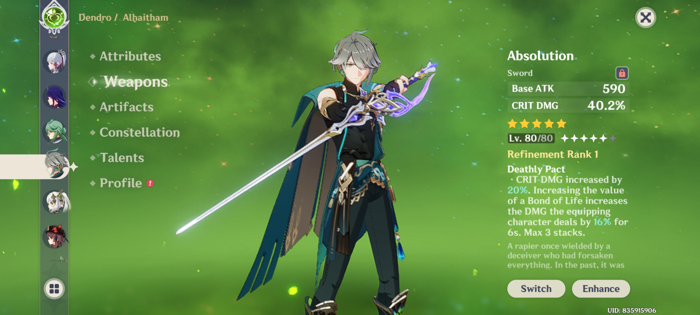 Which weapon is good for alhaitham absolution Or mistsplitter Genshin ...