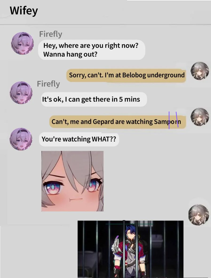 stelle: "me and gepard are watching sampo *right now" Honkai: Star Rail ...