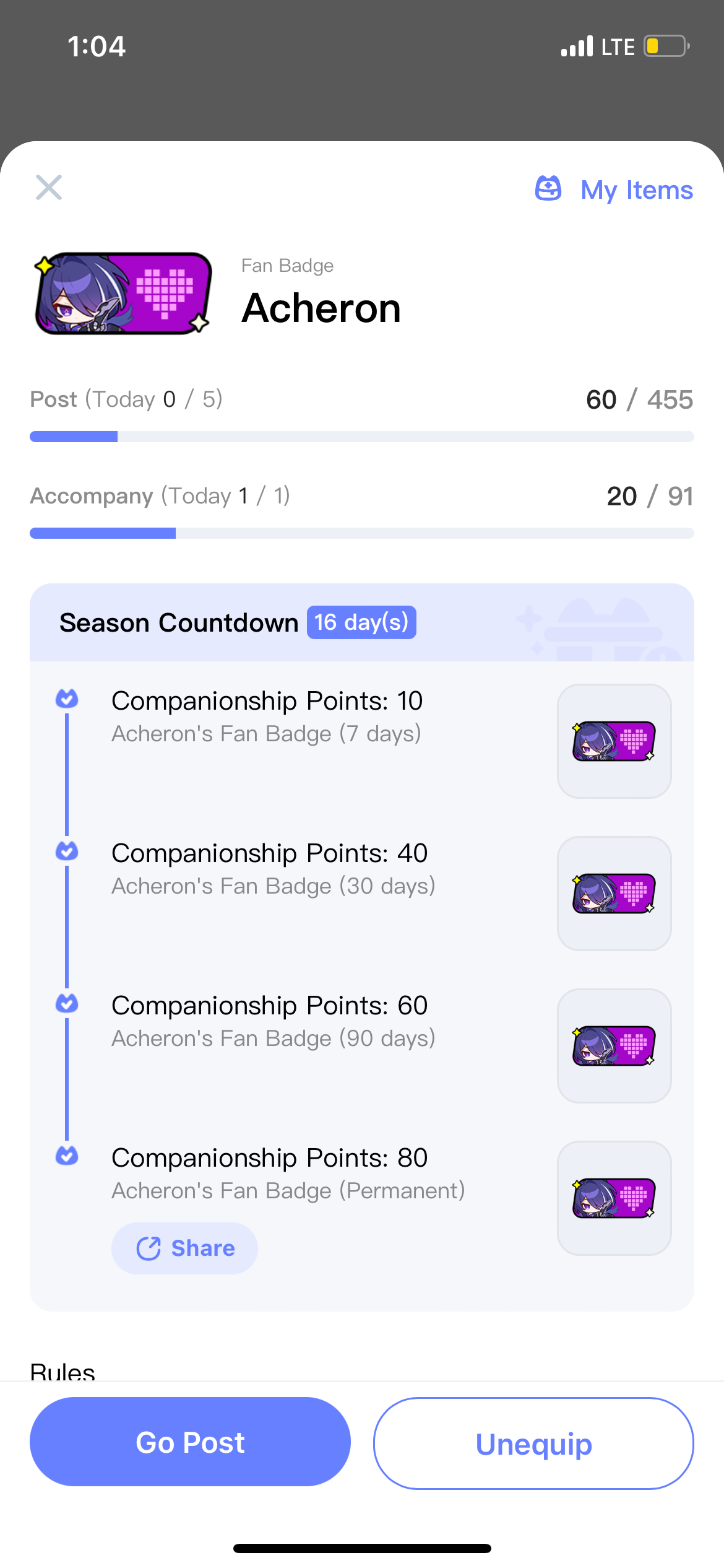 Day ??? Of posting for Acheron badge Honkai: Star Rail | HoYoLAB