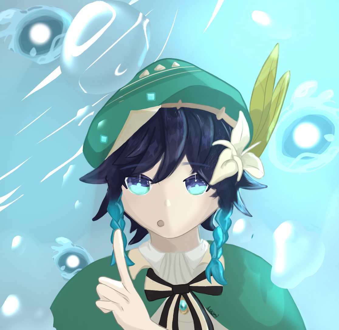 Venti fan art ^^ HAPPY BIRTHDAY MY BELOVED VENTI WOO! Genshin Impact ...
