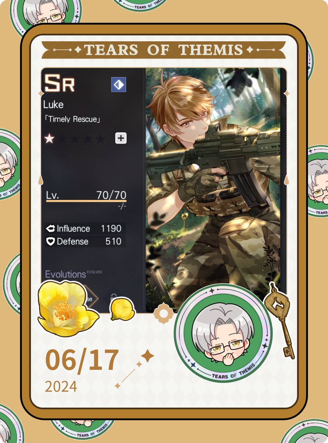 06/17 Diary - Luke Timely Rescue card Tears of Themis | HoYoLAB