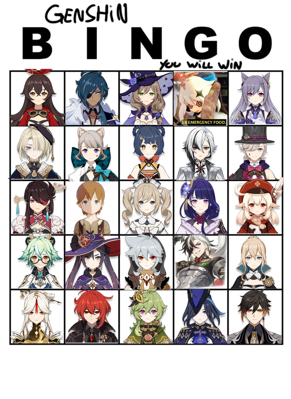 genshin bingo you will win (paimon is emergency food you definetly have ...