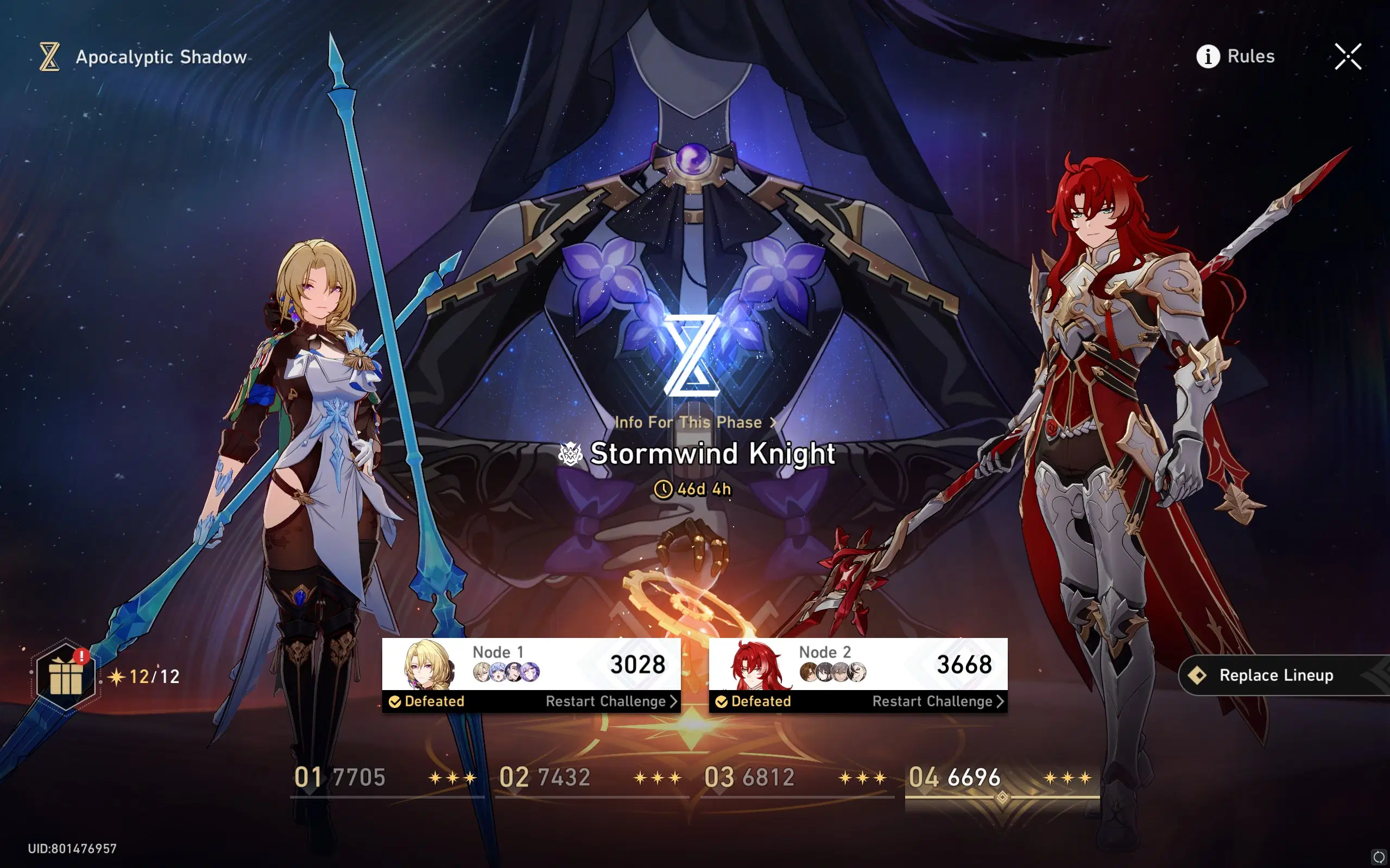 completed Apocalyptic Shadow with Black Swan & Boothill carries Honkai ...