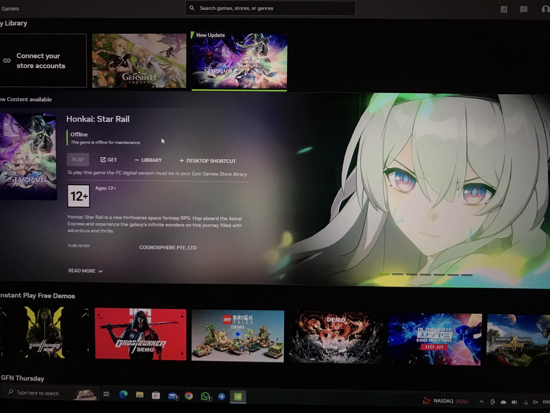 Hsr just died after lasting a whole patch on geforce NOW💀🙏🏻 Honkai ...