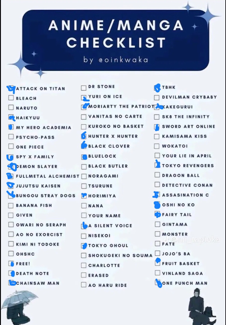 Anime/ manga checklist🤓 | HoYoLAB