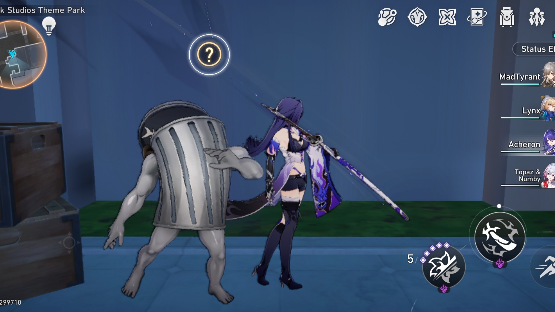 If you hit trashcan with Acheron when it's about to attack, it goes ...