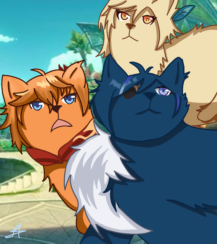 Day 4 of drawing cat kaeya until I get his badge permanently Genshin ...