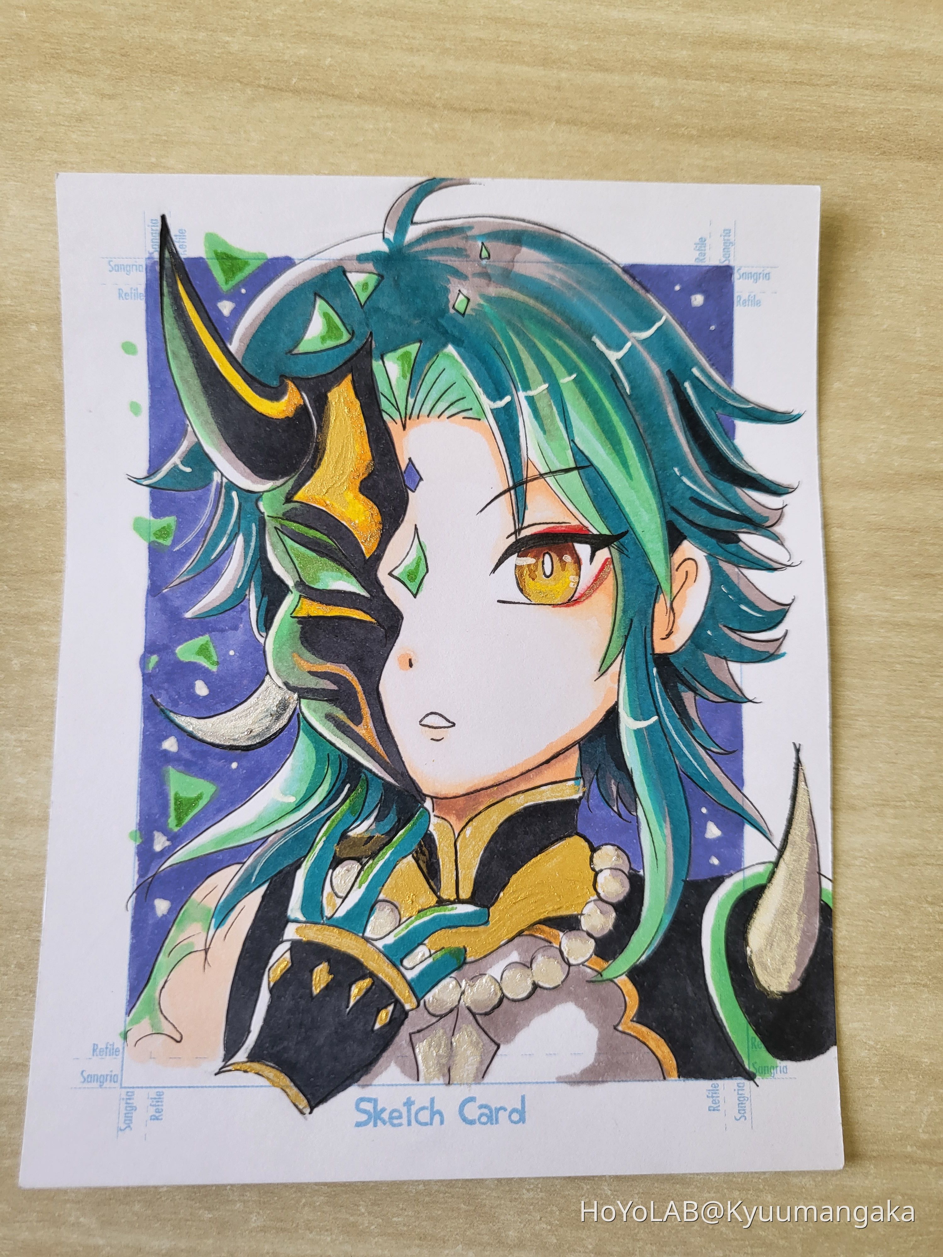 Xiao sketchcard finished Genshin Impact | HoYoLAB