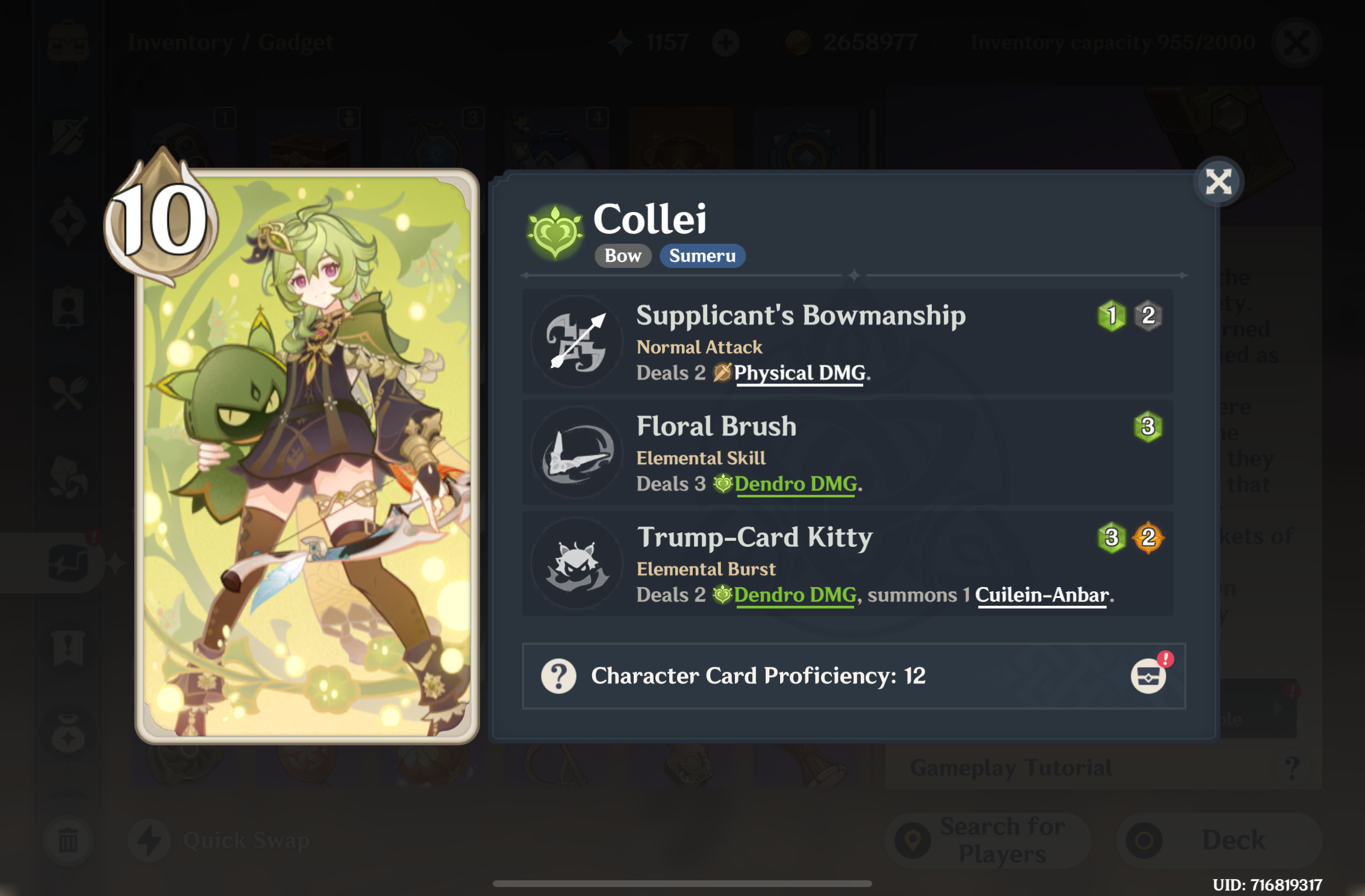 Collei Character Card Proficiency Reward and Dynamic Skin | Genius ...