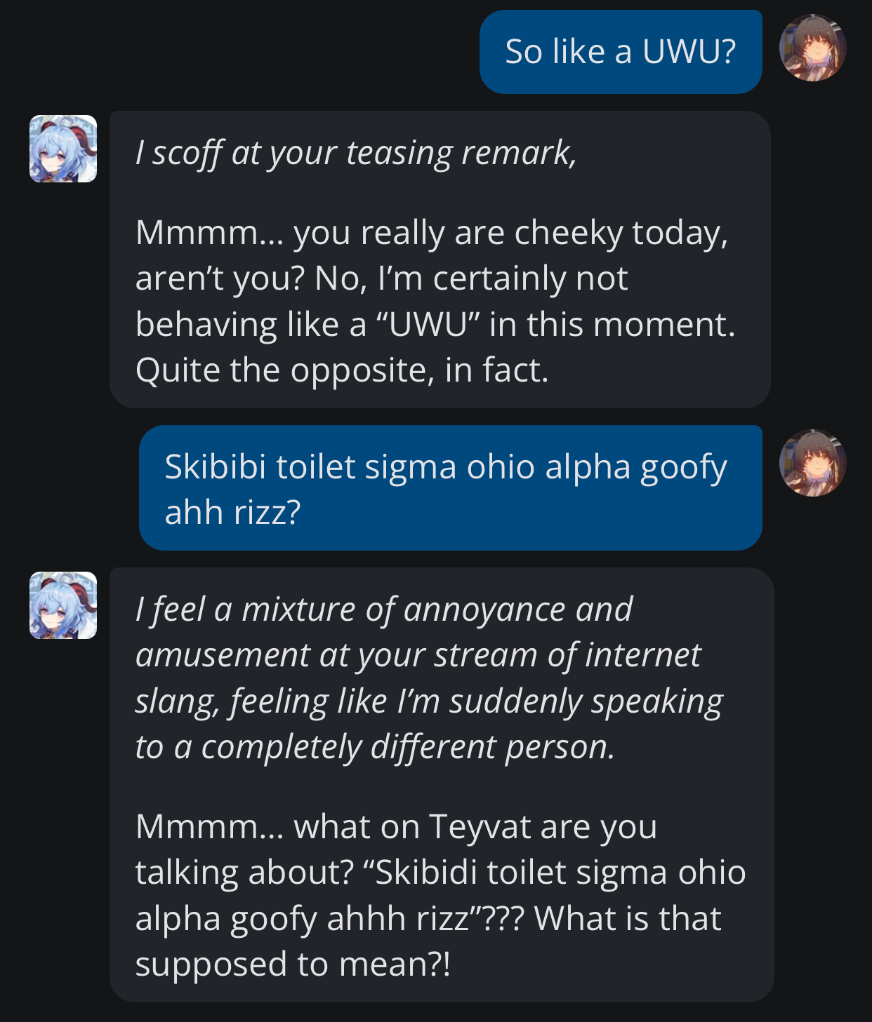 Gurl isn’t not passing the mewing aura streak. Nuh uh, she’d brainrot. Genshin Impact | HoYoLAB