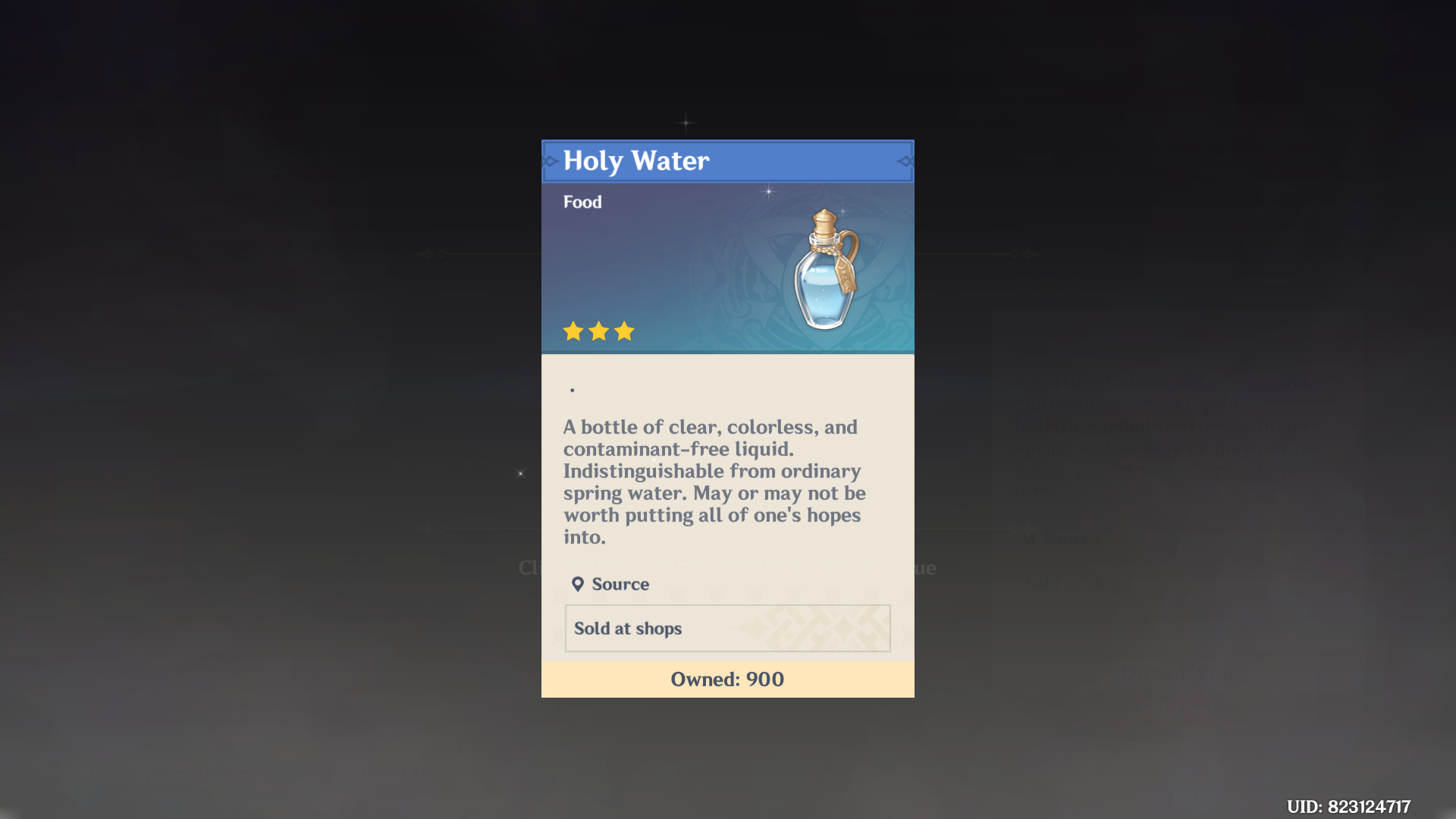 900 days purchasing Holy Water. Another 100 (or more) to go. 26.06.2024 ...