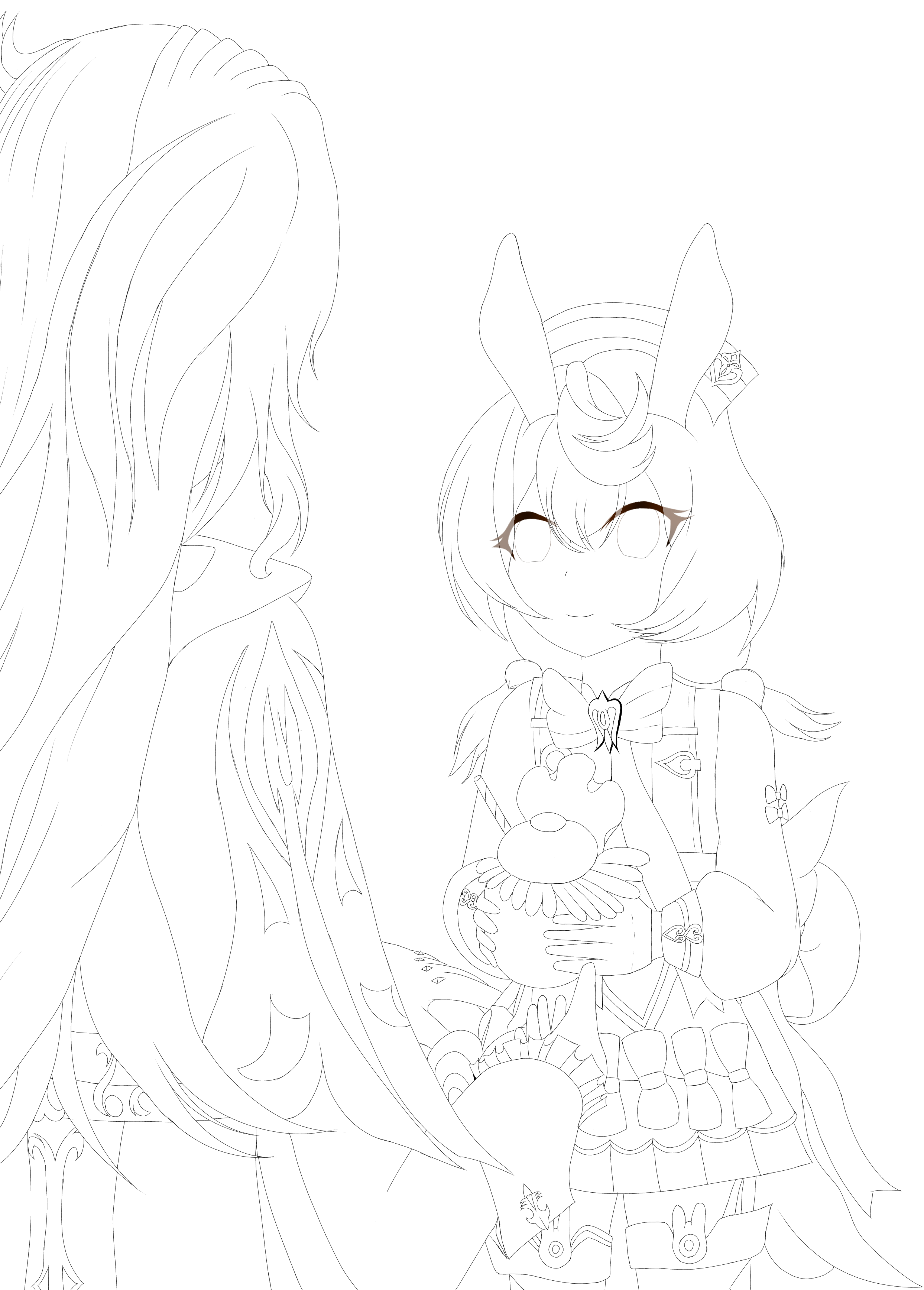 🎀🫧🌸 Sigewinne and Neuvillette Lineart!(You can color it if you want!) 🌸 ...