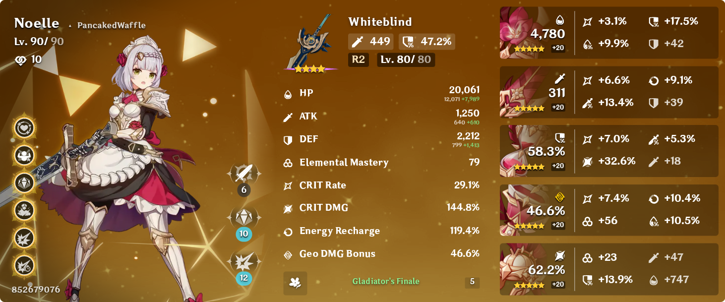 Building Noelle progress Genshin Impact | HoYoLAB