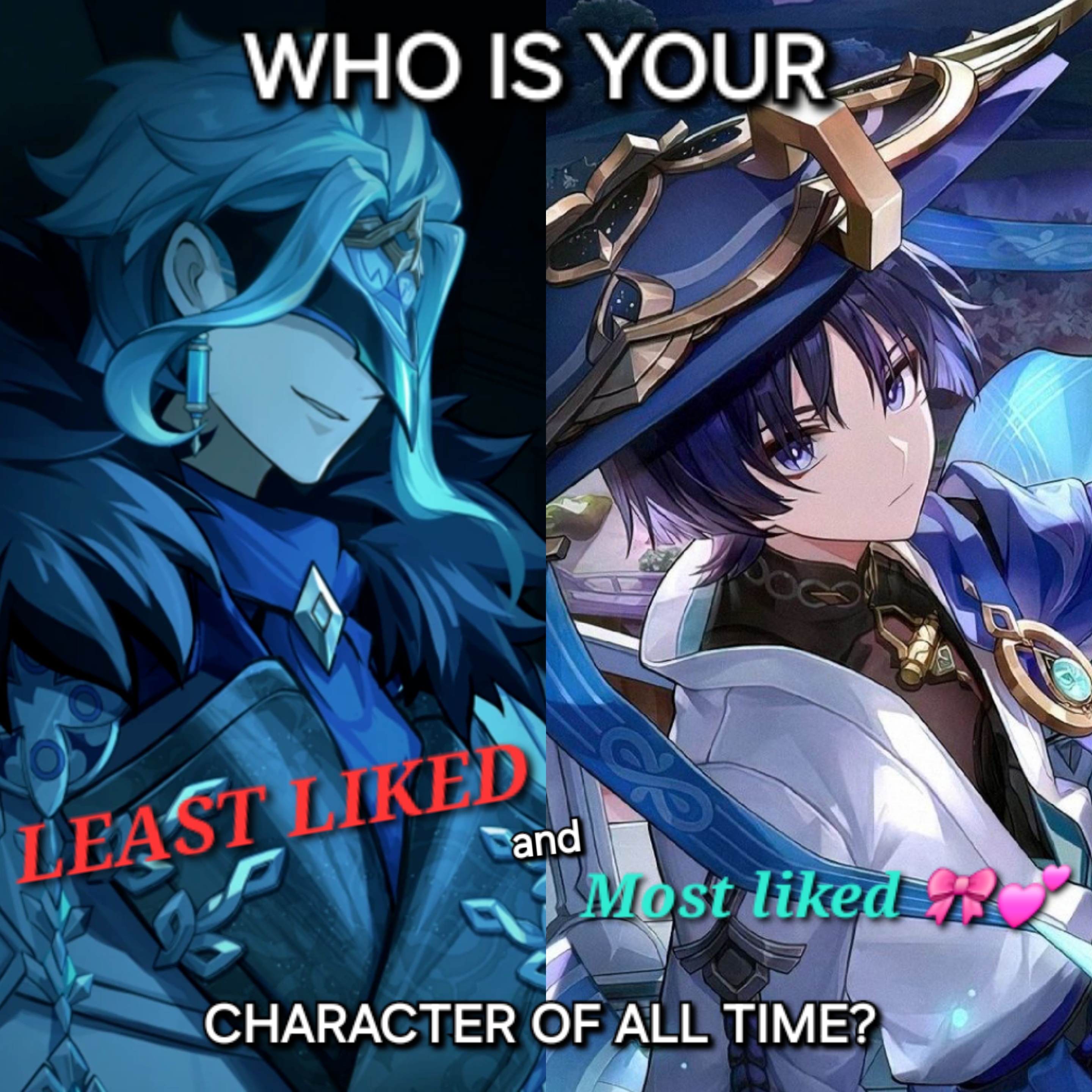 WHO IS YOUR LEAST AND MOST LIKED FICTIONAL CHARACTERS? (out of all ...