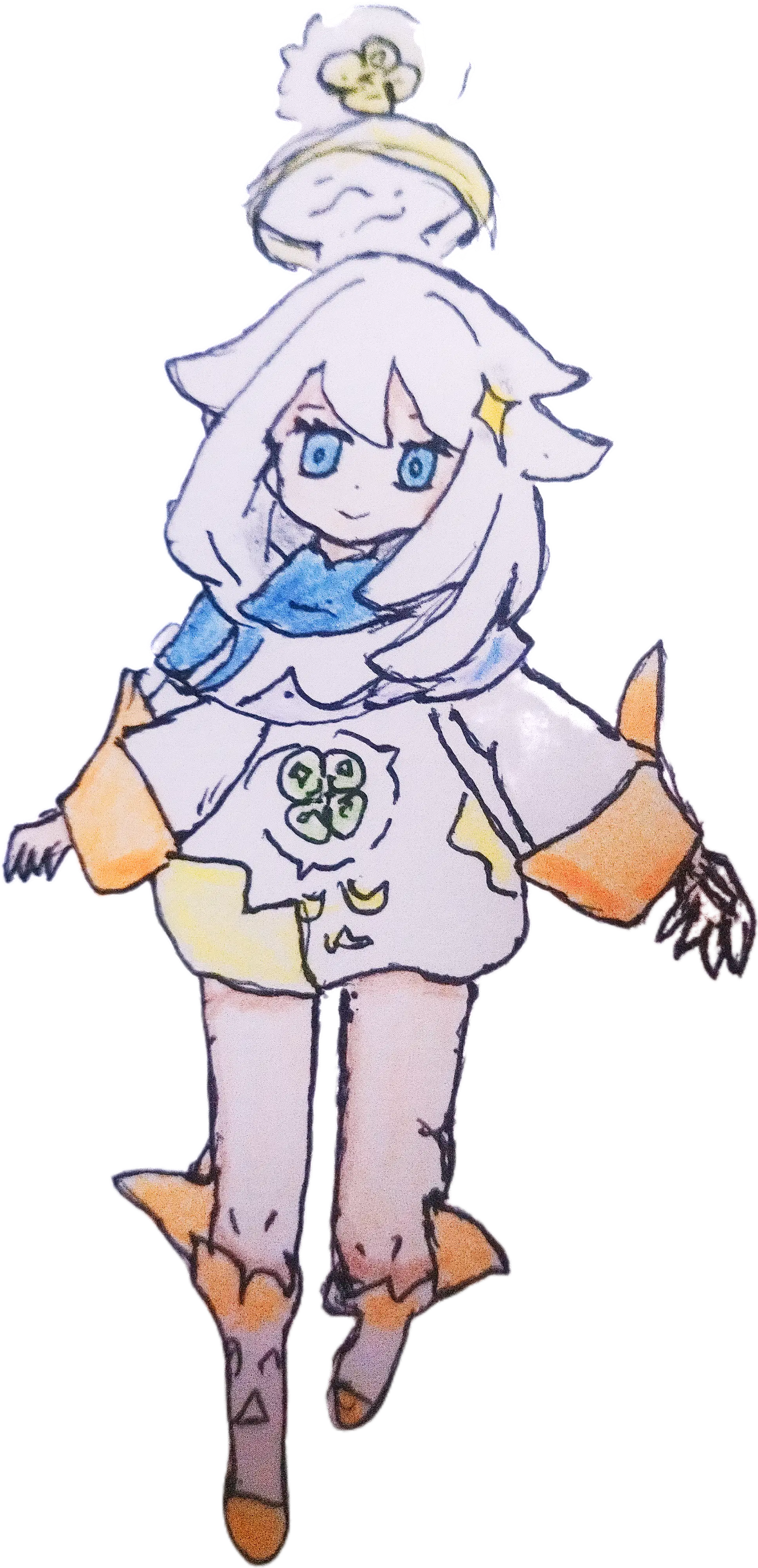 I drew paimon with paimon clover mix golden paimon, paimon color ...