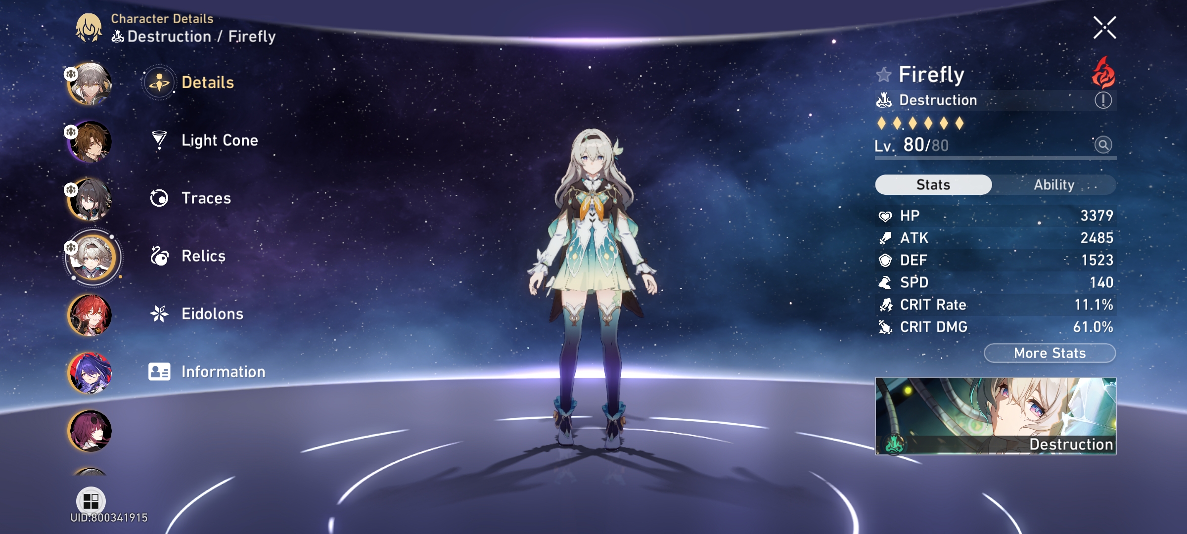 My firefly build (wip, aiming for 300% BE and 154 speed) Honkai: Star ...