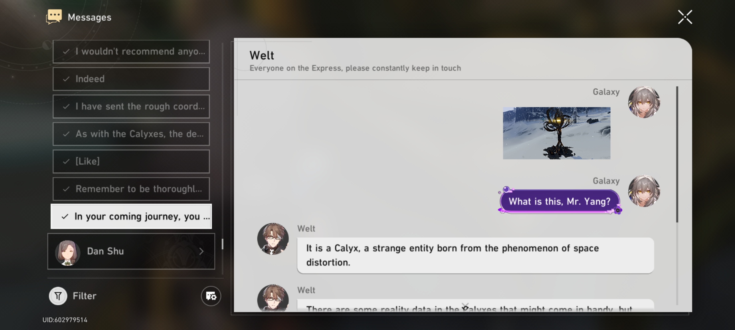 Welt Yang's HSR Texts Honkai: Star Rail | HoYoLAB